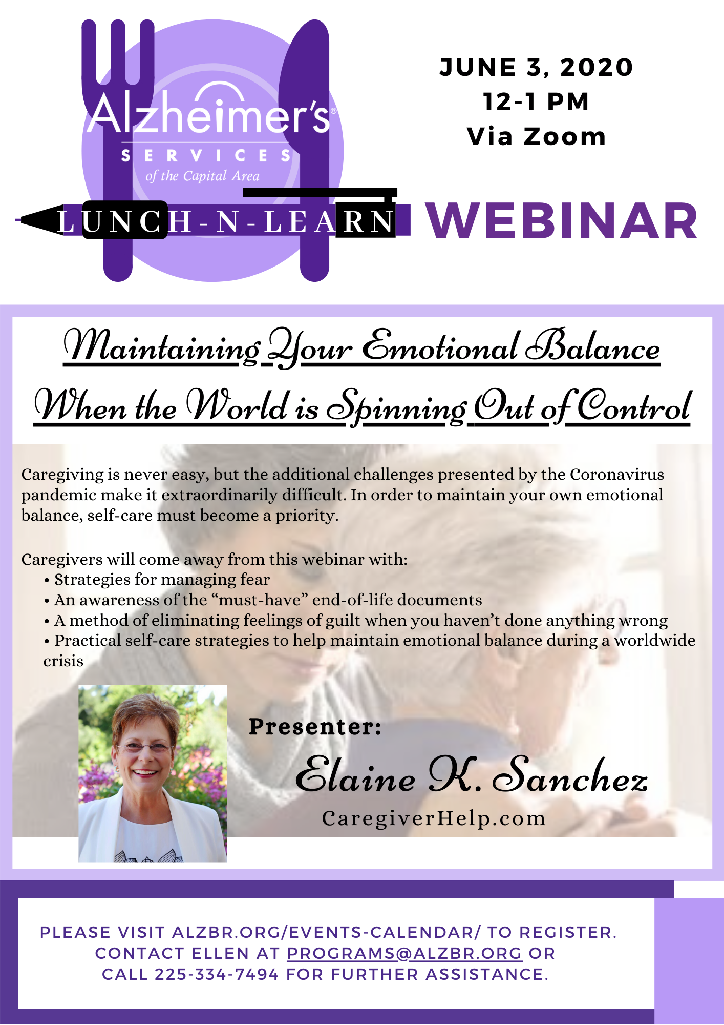 Lunch-N-Learn ONLINE – Alzheimer's Services of The Capital Area